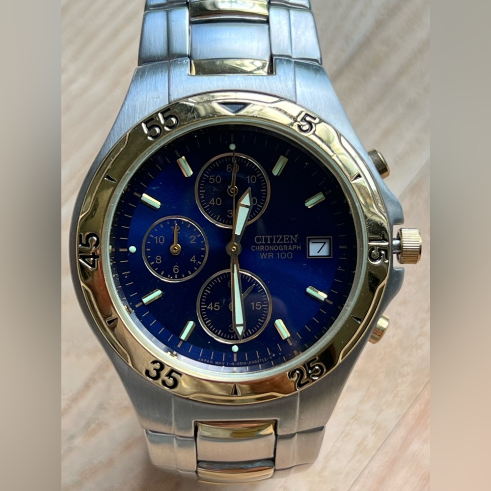 Citizen Men’s Watch Chronograph Blue Dial Two-Tone Br… - Gem